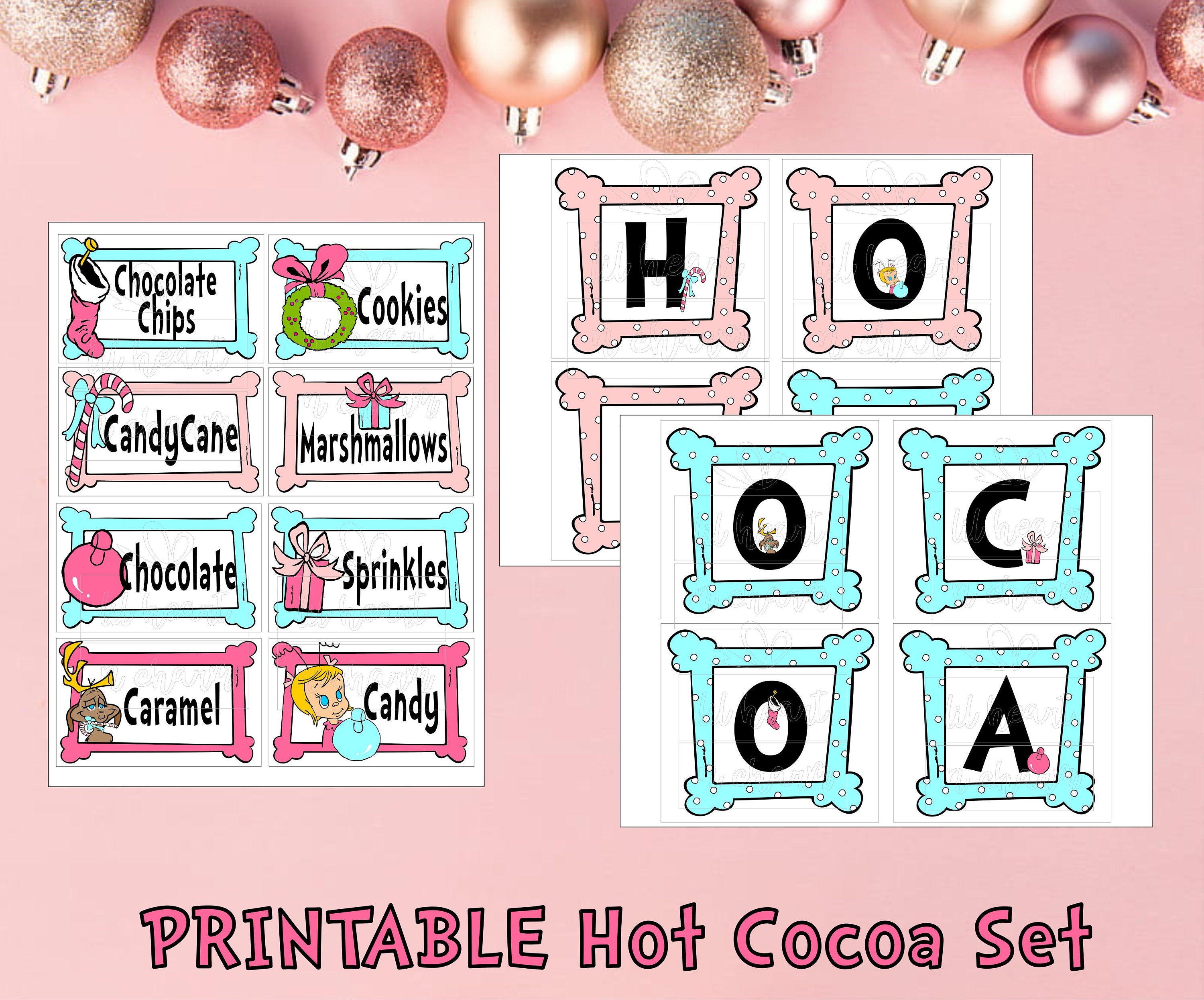 Cindy Lou Who and Max Printable Hot Cocoa Banner and Label - Etsy