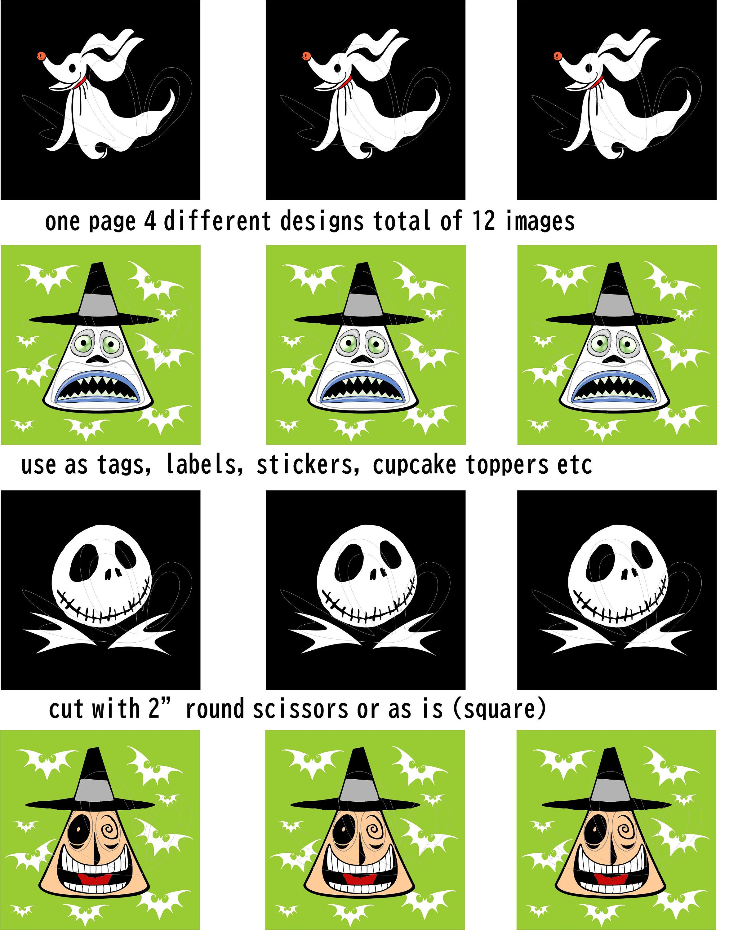 Inspired Nightmare Before Christmas Tags/labels Instant Download - Etsy