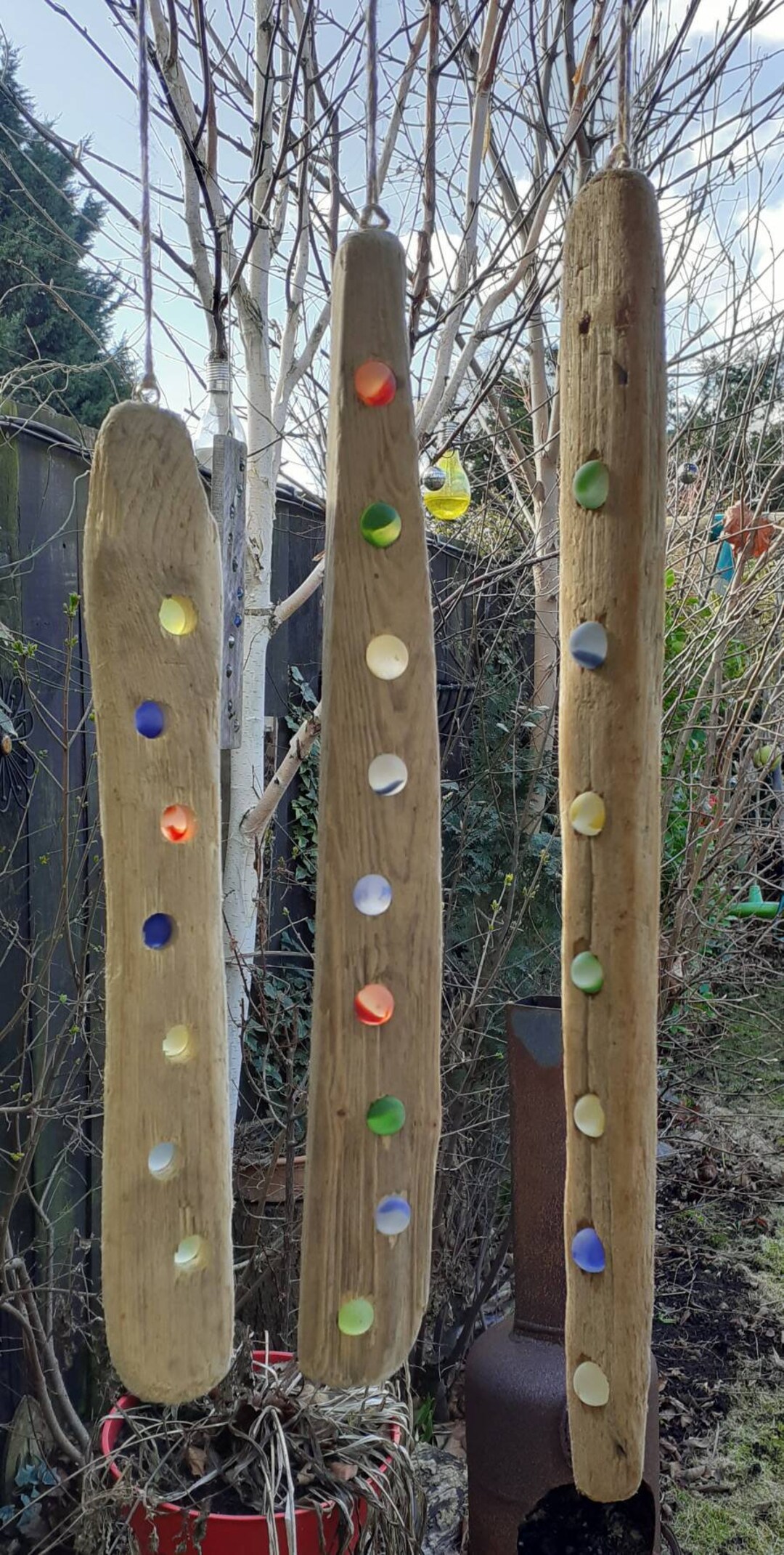 Driftwood Suncatchers Frosted Glass Marbles. Garden Hanging - Etsy UK