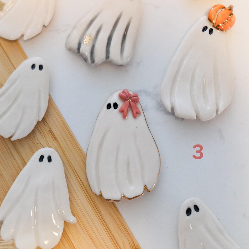 Handmade Ceramic Ghost Magnets Hand Sculpted, 22k Gold Detailing - Etsy UK