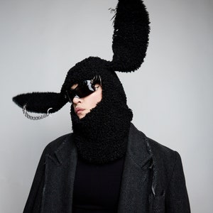 Ski Black Mask With Big Ears and Piercing Balaclava Ski Mask Winter ...