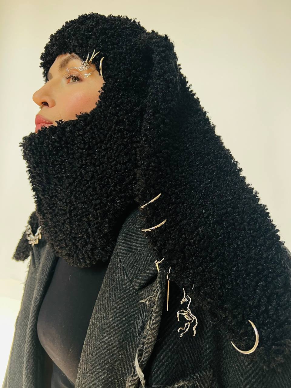 Ski Black Mask With Big Ears and Piercing Balaclava Ski Mask Winter ...