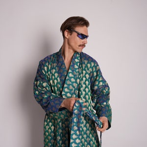 Unisex Green Festival Party Kimono With Eastern Ornament Gift for Him ...