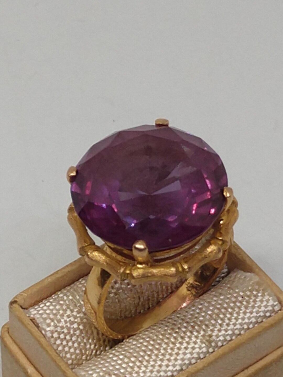 NANTE 18k Real Solid Gold Vintage Alexandrite 17mm. Stone Ring 11.40 ...