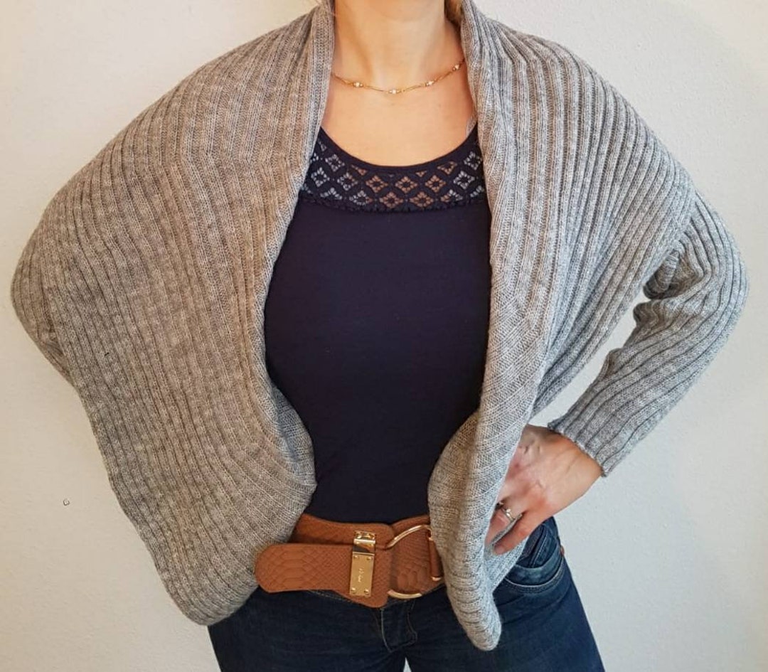 Circular Cardigan Made of Alpaca Wool, Knitted Unique, Reversible ...