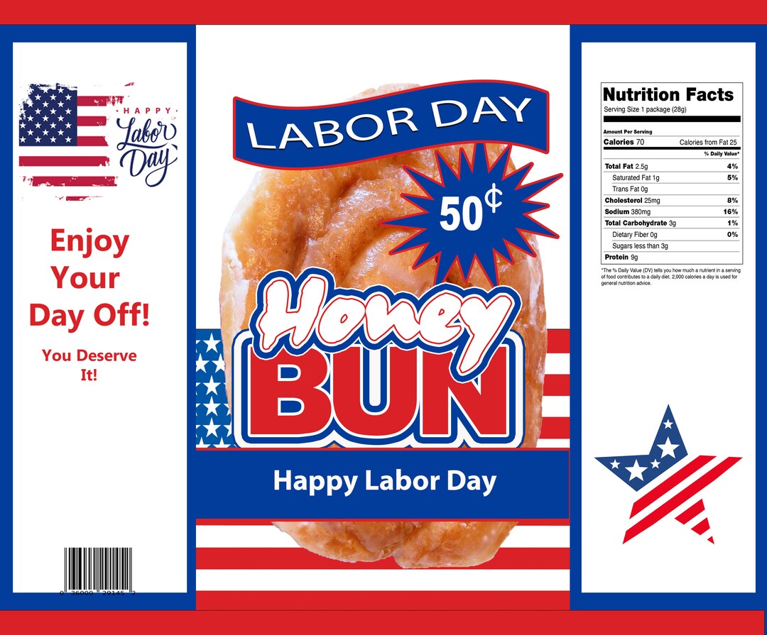 Honey Bun Labels, Party Favors, Treat Bags, Labor Day - Etsy