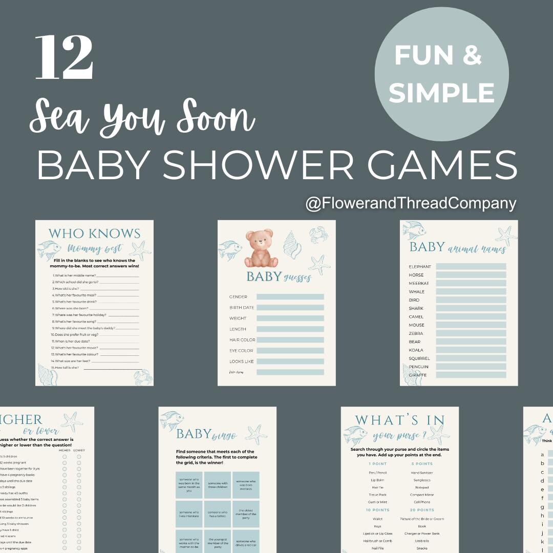 Ocean Baby Shower Games: Sea You Soon Theme (printable Download, Canva ...