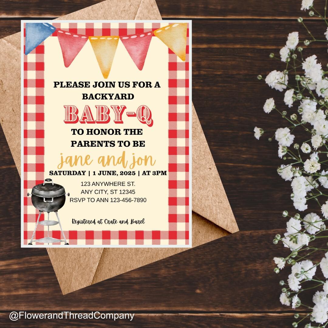 Baby-q Shower Invitation | Baby Shower Invitation | Printable Invite ...