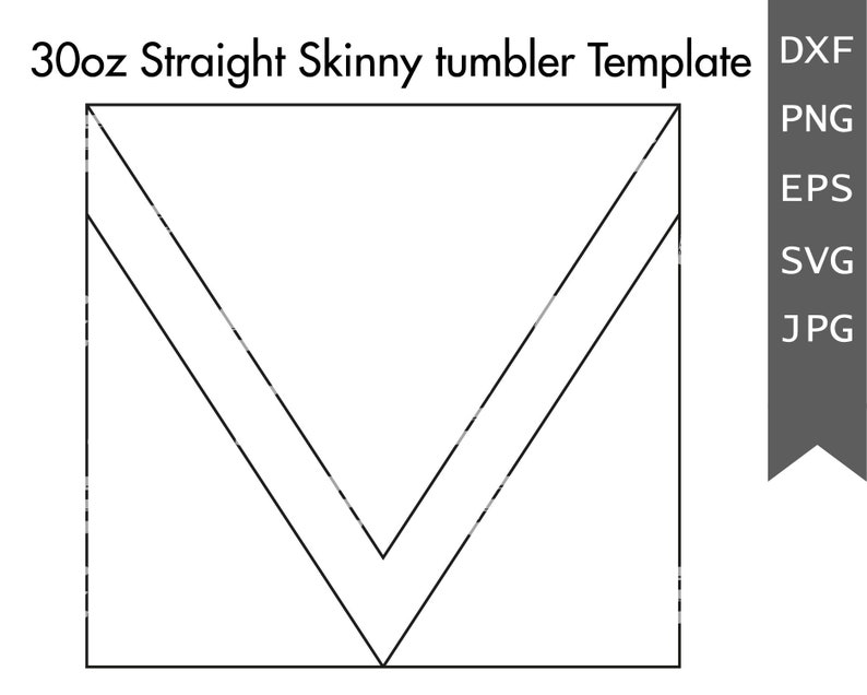 Straight V split Tumbler Template SVG V split Pattern Template SVG 30 