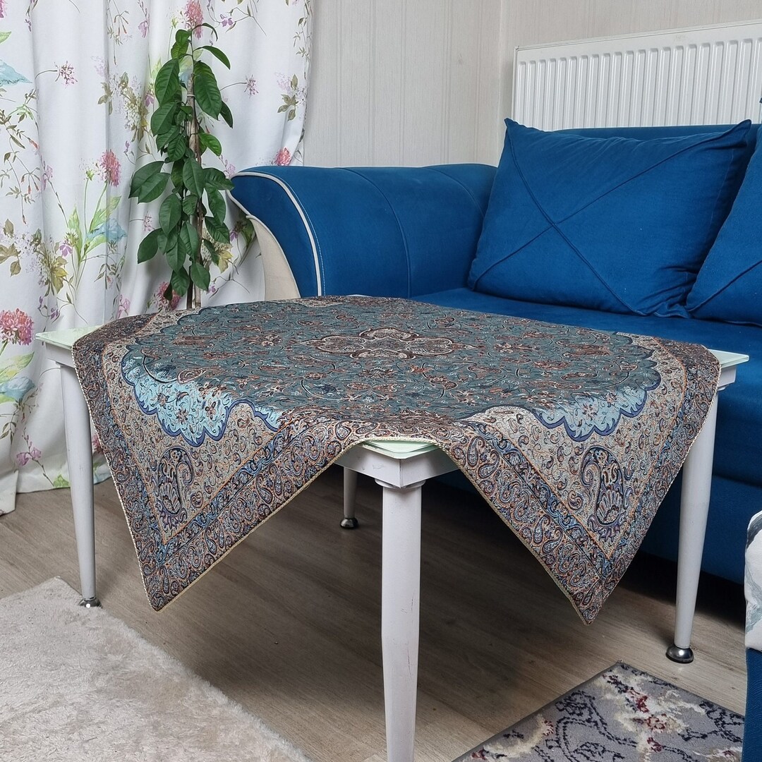 Termeh Tablecloth 100x100 Cm, Persian Handmade Tablecloth, Paisley ...