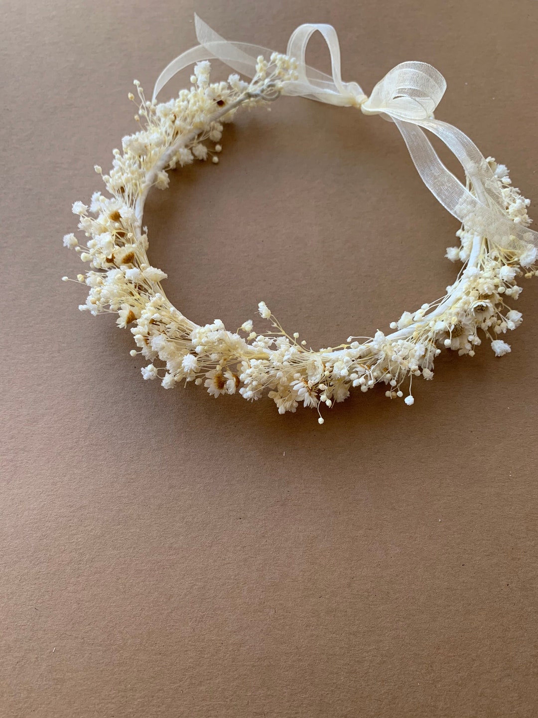 First Communion Flower Crown, Dried Flower Head Wreath, Rustic Bohemian ...