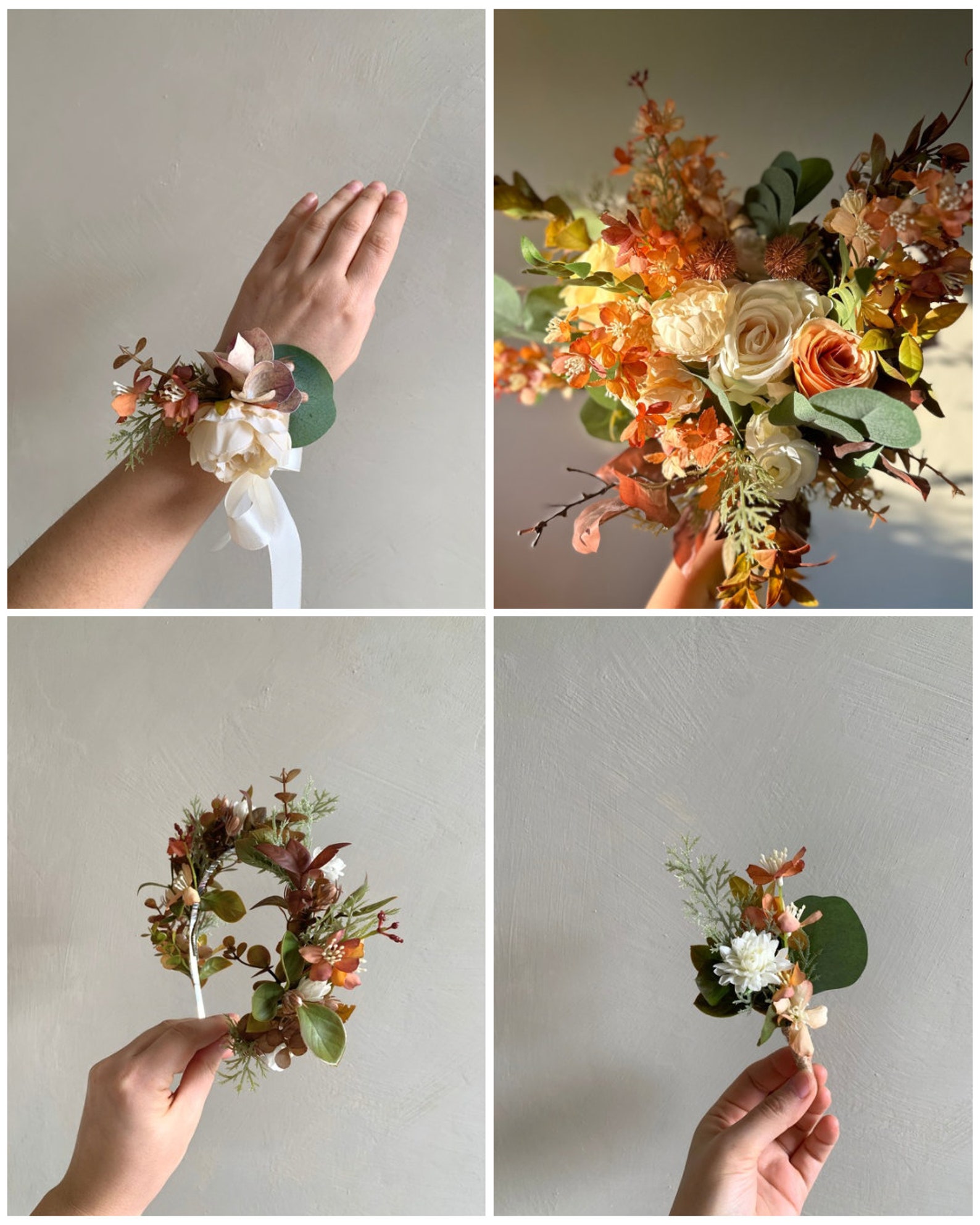 Bridal Flower Bouquet, Terracotta Rust Flower Bouquet, Autumn Fall ...