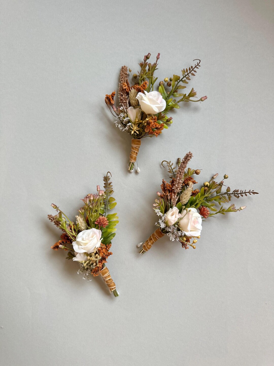 Groomsman Buttonhole for Bohemian Wedding, Fall Warm Colors Wedding ...