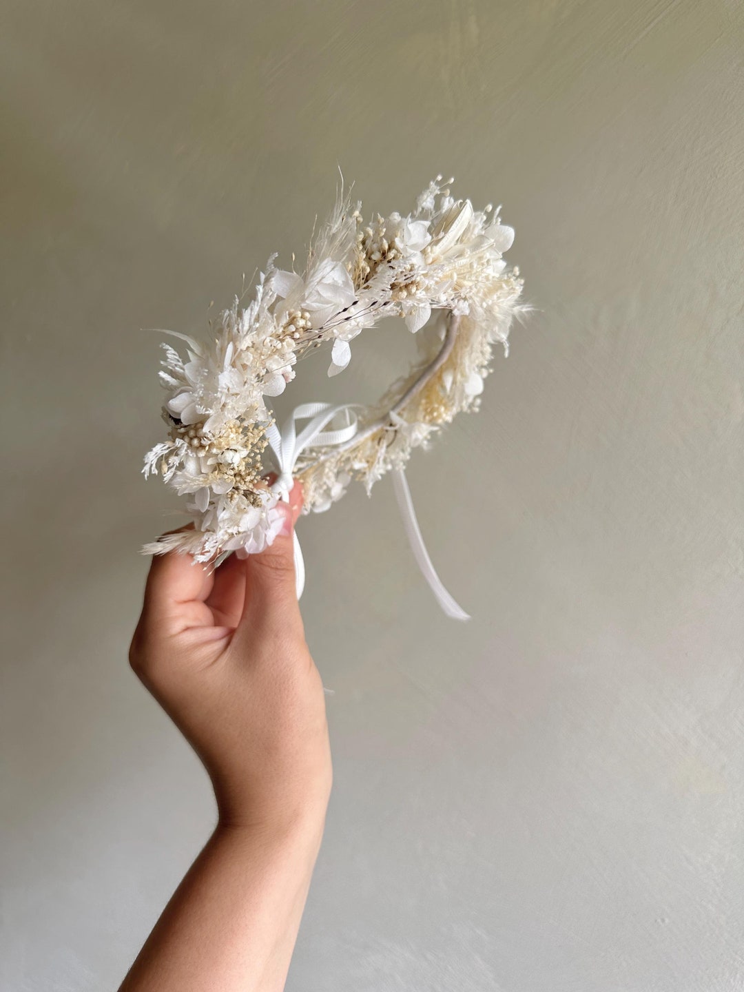 First Communion Flower Crown, White Cream Flower Crown, Child Hair ...