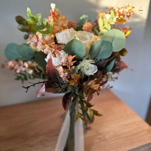 Bridal Flower Bouquet, Terracotta Rust Flower Bouquet, Autumn Fall ...