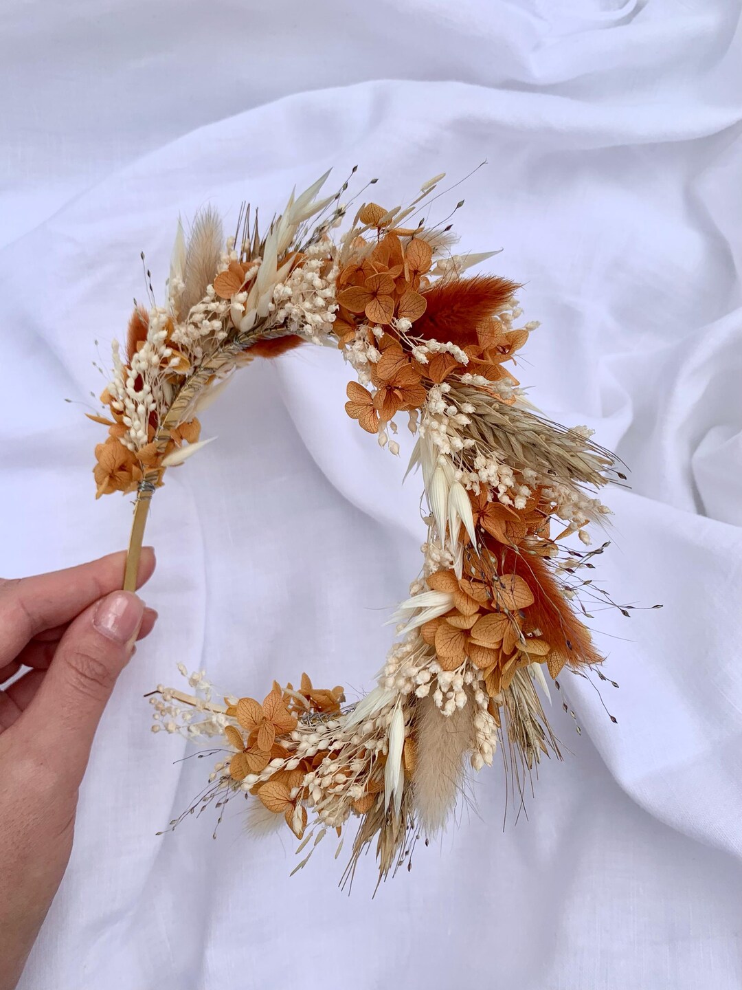 Boho Flower Crown in Terracotta Rust Natural Colors, Flower Girl ...