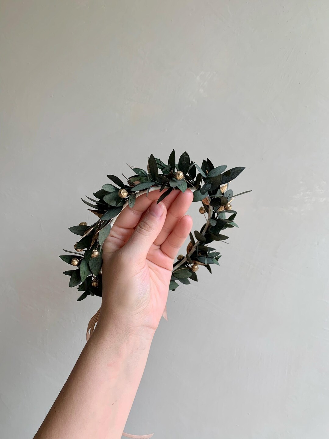 Greenery Flower Crown, Christmas Photo Prop Headband, Dried Flower ...