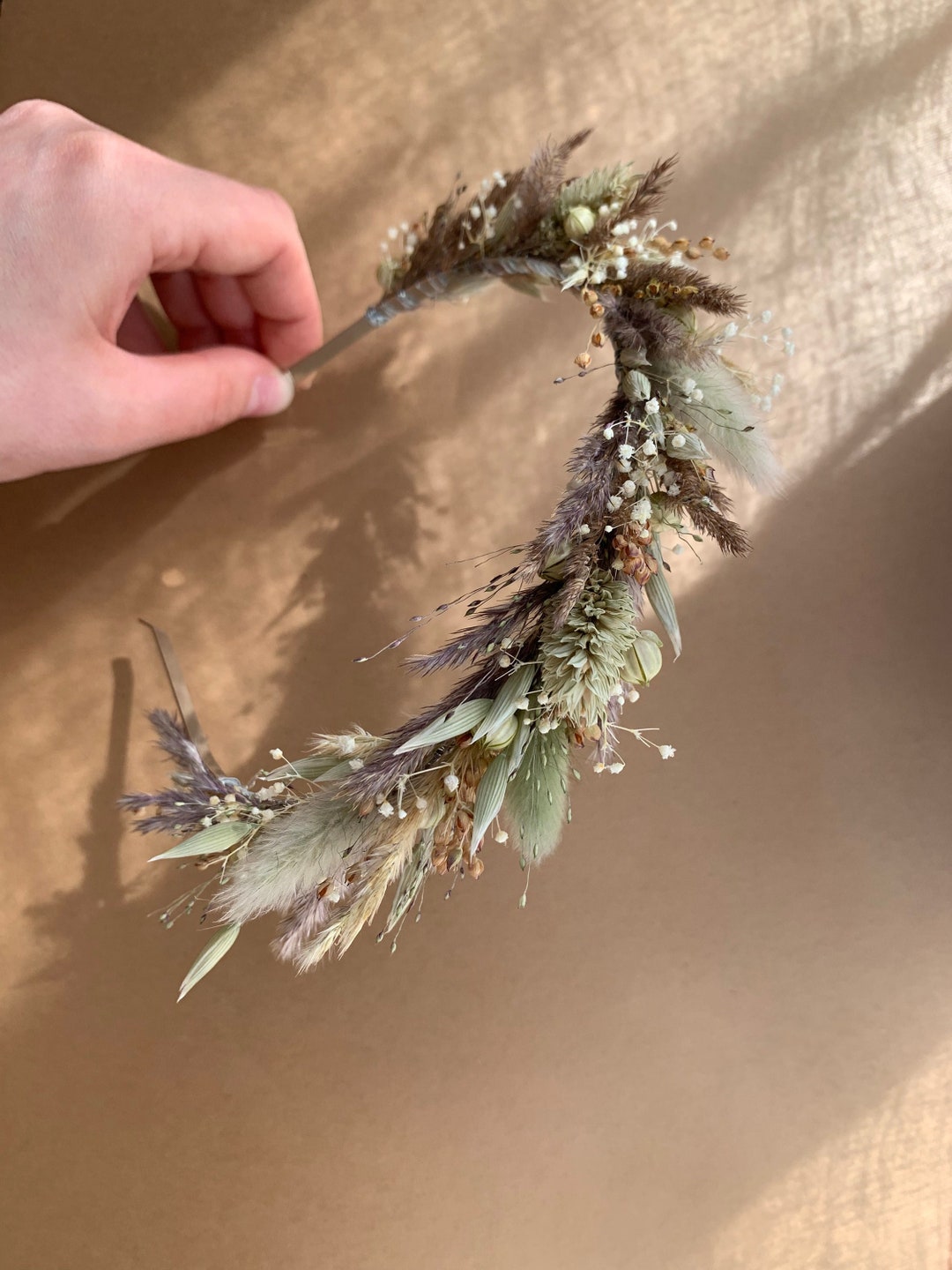 Boho Flower Crown Flower Headband Olive Color Flower - Etsy