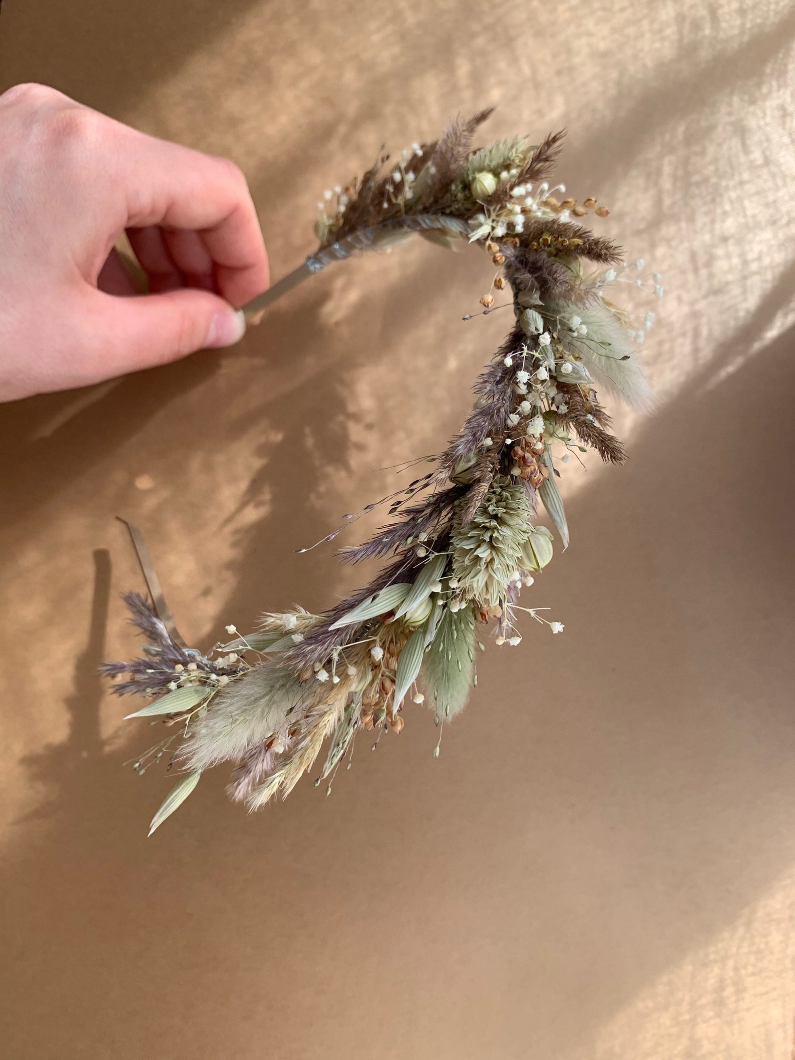 Boho Flower Crown Flower Headband Olive Color Flower - Etsy