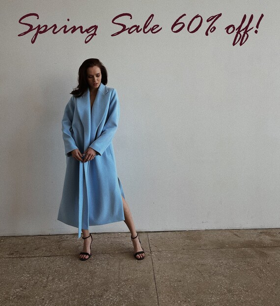 Blue Coat Women blue coat Long blue coat Women long coat | Etsy