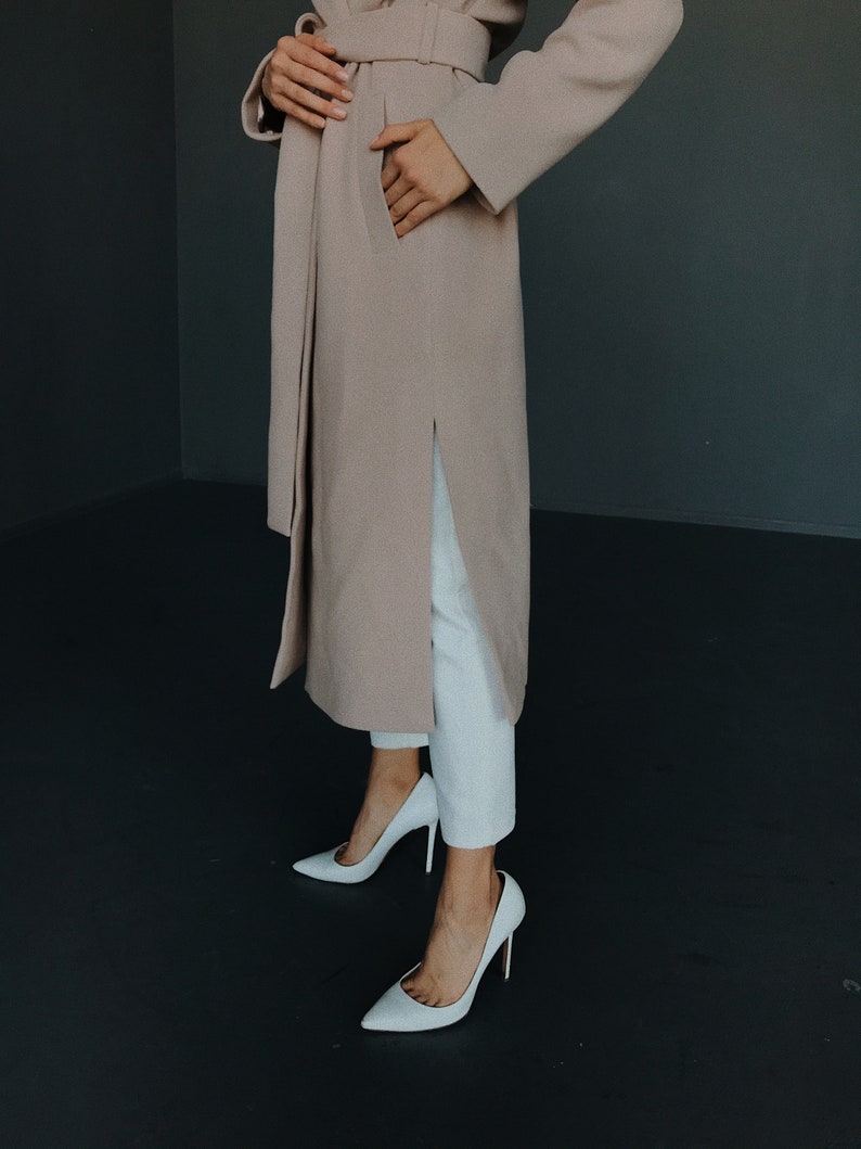 Coat latte Women wool coat Wool coat latte Long latte coat | Etsy