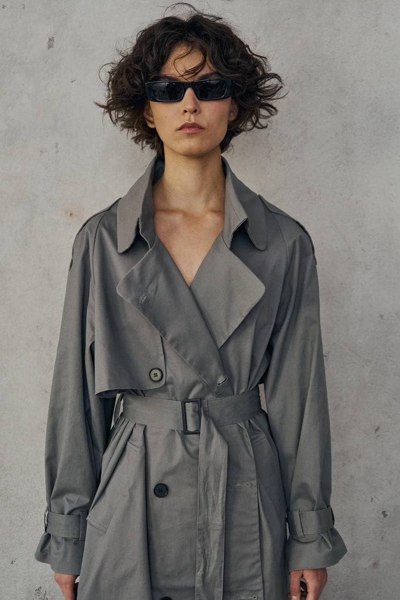 Grey Trench Dark Grey Trench Women Long Women Trench Coat - Etsy