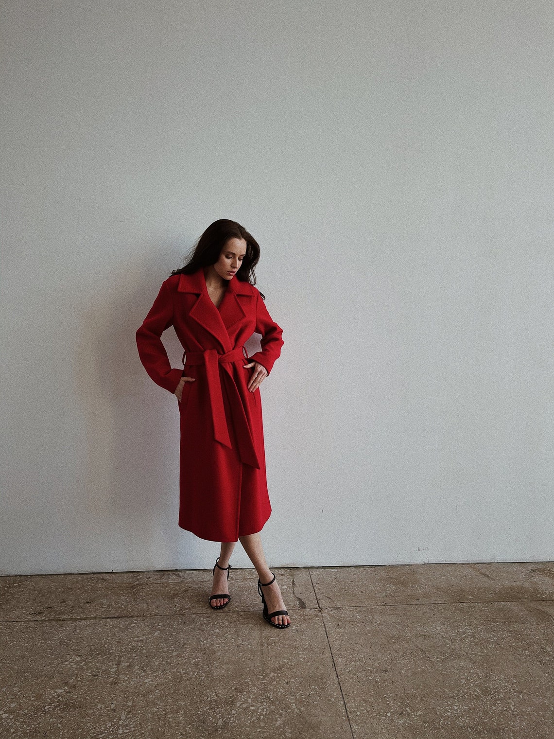 Red Coat Red Wool Coat Women Wool Coat Long Red Coat Long | Etsy