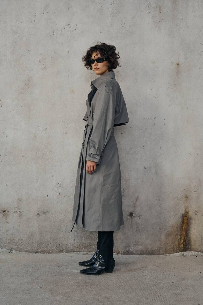 Grey Trench Dark Grey Trench Women Long Women Trench Coat - Etsy
