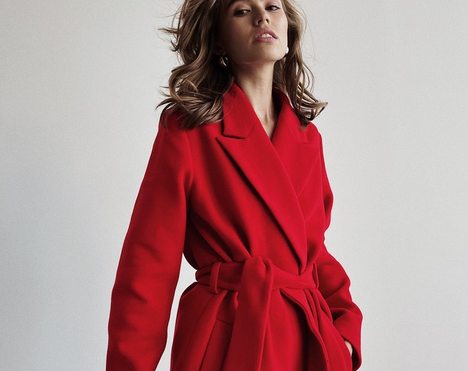 Wool Coat Women Long Red, Red Winter Coat Womens, Womens Red Wool Coat ...