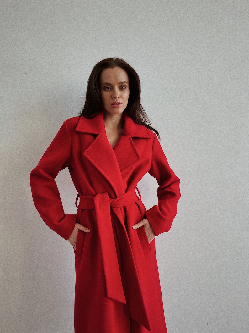 Red Coat Red Wool Coat Women Wool Coat Long Red Coat Long - Etsy