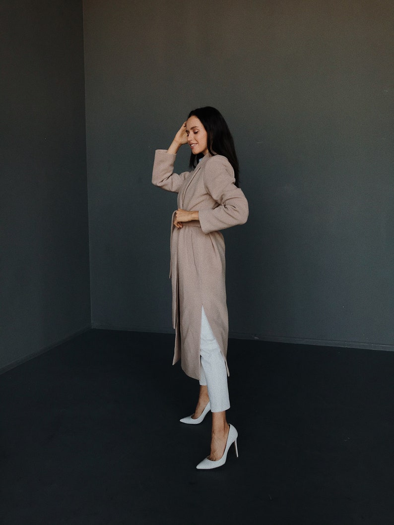 Coat latte Women wool coat Wool coat latte Long latte coat | Etsy