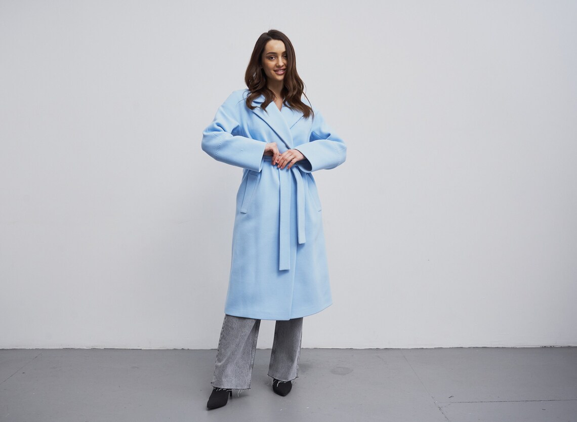 Blue Coat Women Camel Coat Long Blue Coat Women Long Coat - Etsy