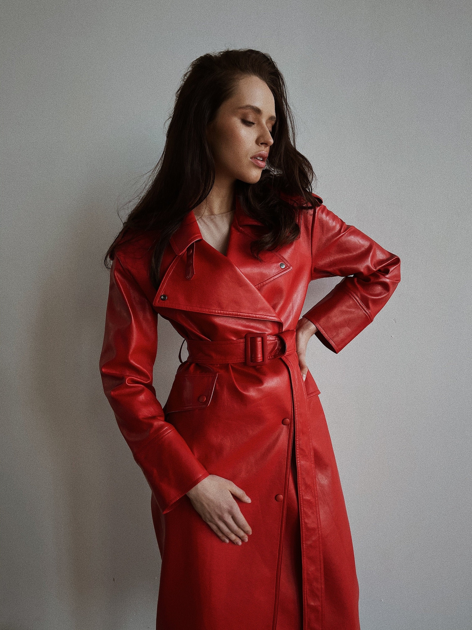 Red Trench Coat Leather Trench Long Leather Trench Coat Red - Etsy