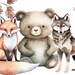 Watercolor Woodland Animals Clipart - Cute Teddy Bear PNG, Forest Fox ...