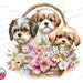 Watercolor Cute Puppies Clipart PNG - Cute Dog With Flowers, Puppy ...