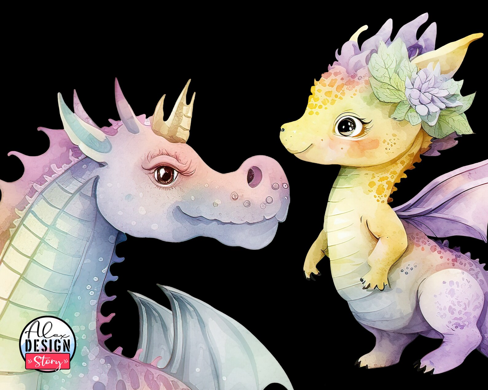 Mother Dragon Family Mystical Animal Nursery Graphics for Kids ...