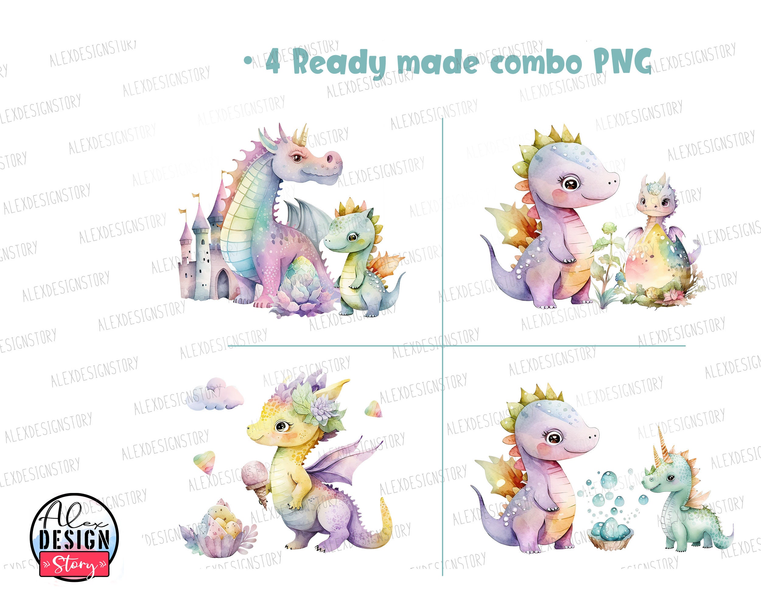 Cute Baby Dragon Clipart Mystical Animal Nursery Graphics for Kids ...
