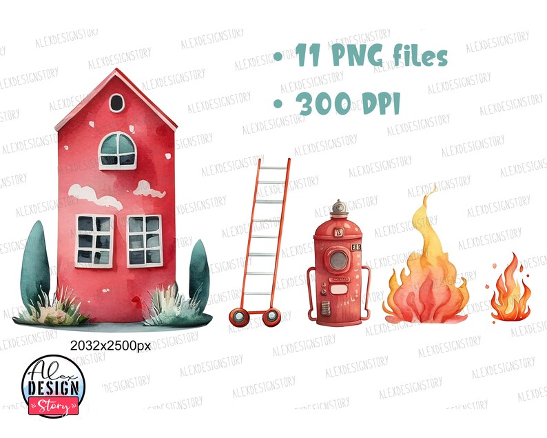 Fireman Clipart Watercolor Firefighter Clipart, Firetruck Birthday ...