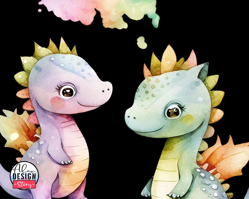 Cute Baby Dragon Clipart Mystical Animal Nursery Graphics for Kids ...