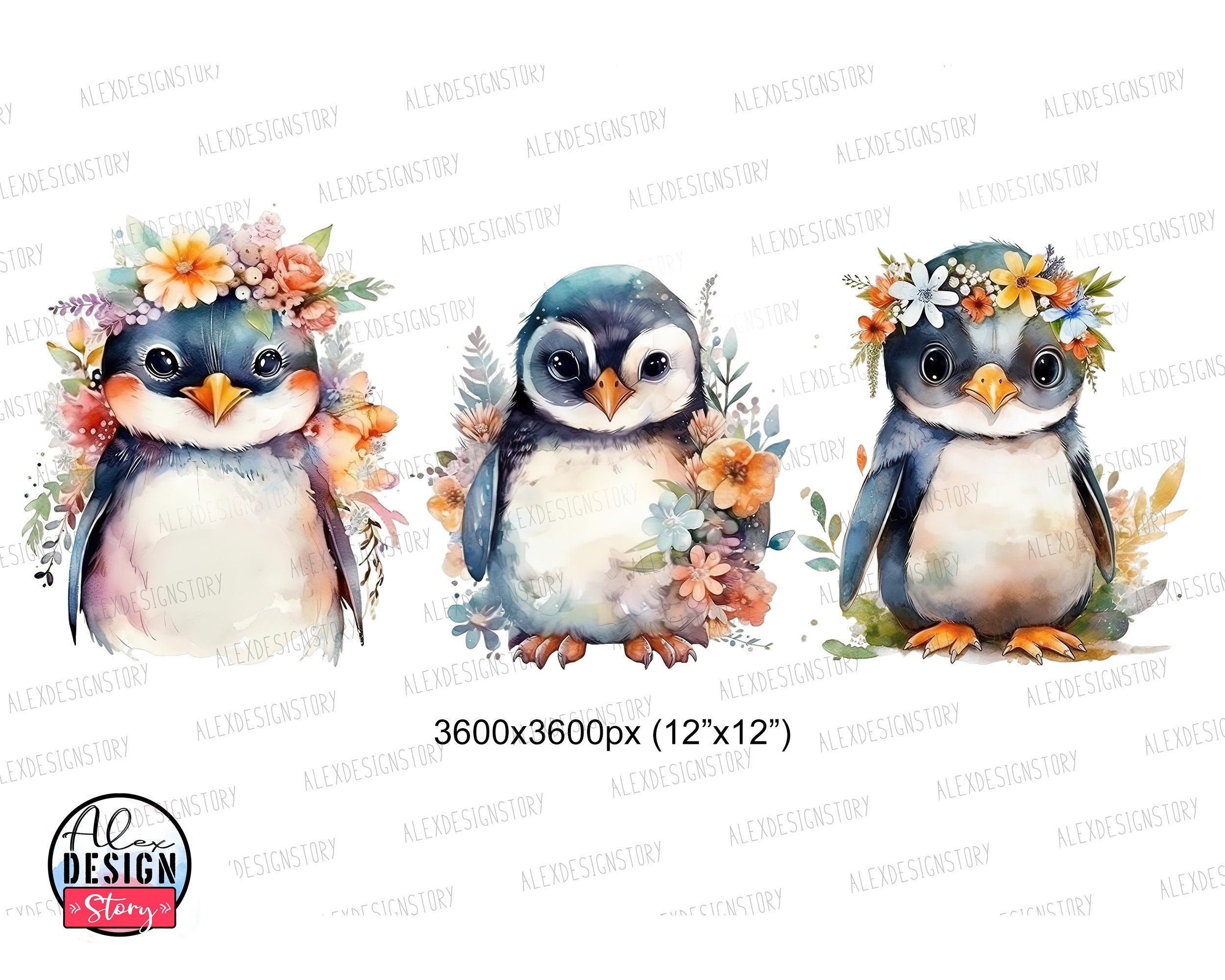 Watercolor Baby Penguin Clipart - Arctic Animals Nursery Card Making ...