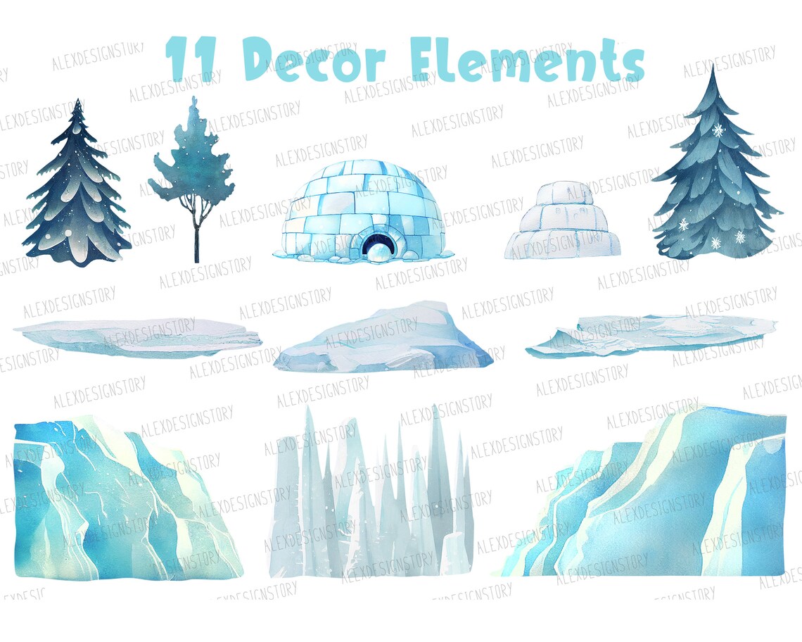 Arctic Animal Clipart - Nordic Animals, Watercolor Winter Animals ...