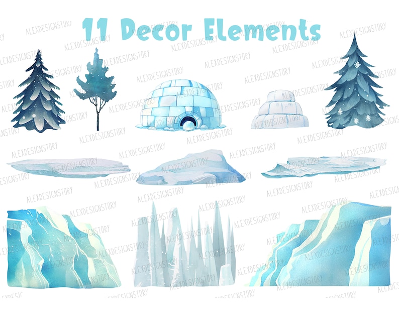 Arctic Animal Clipart - Nordic Animals, Watercolor Winter Animals ...