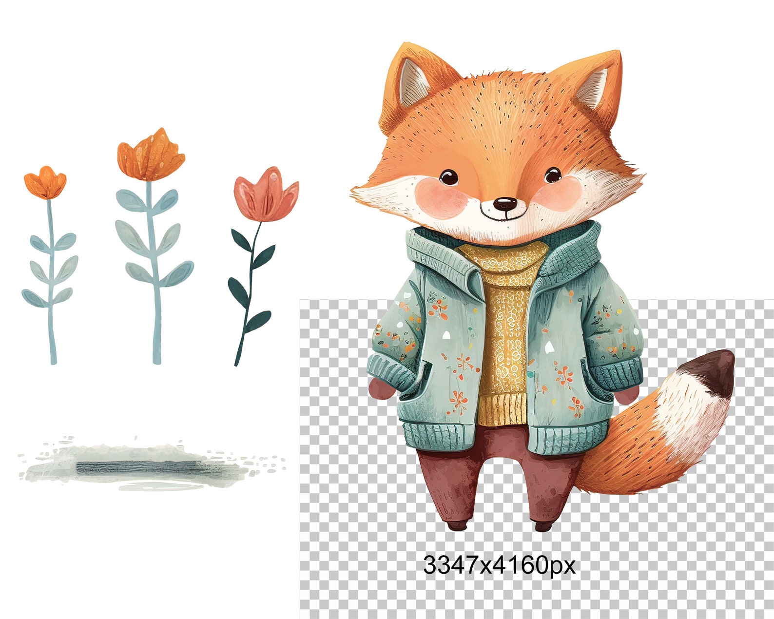 Cute Fox Clipart - Printable Fox Art, Woodland Fox Png, Cute Printable ...