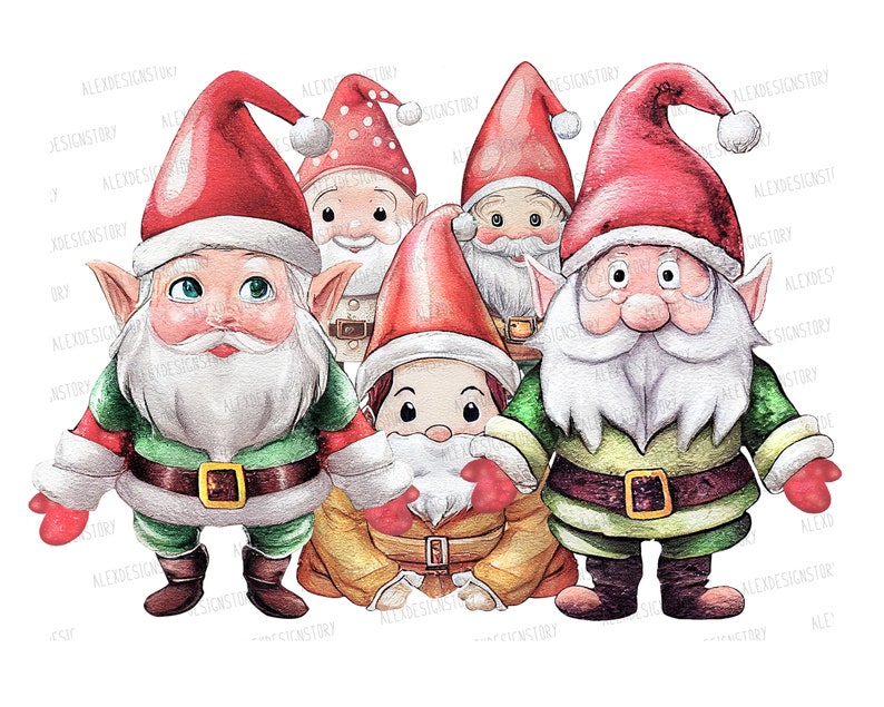 Watercolor Christmas Cute Gnome PNG Winter Gnomes Clipart - Etsy