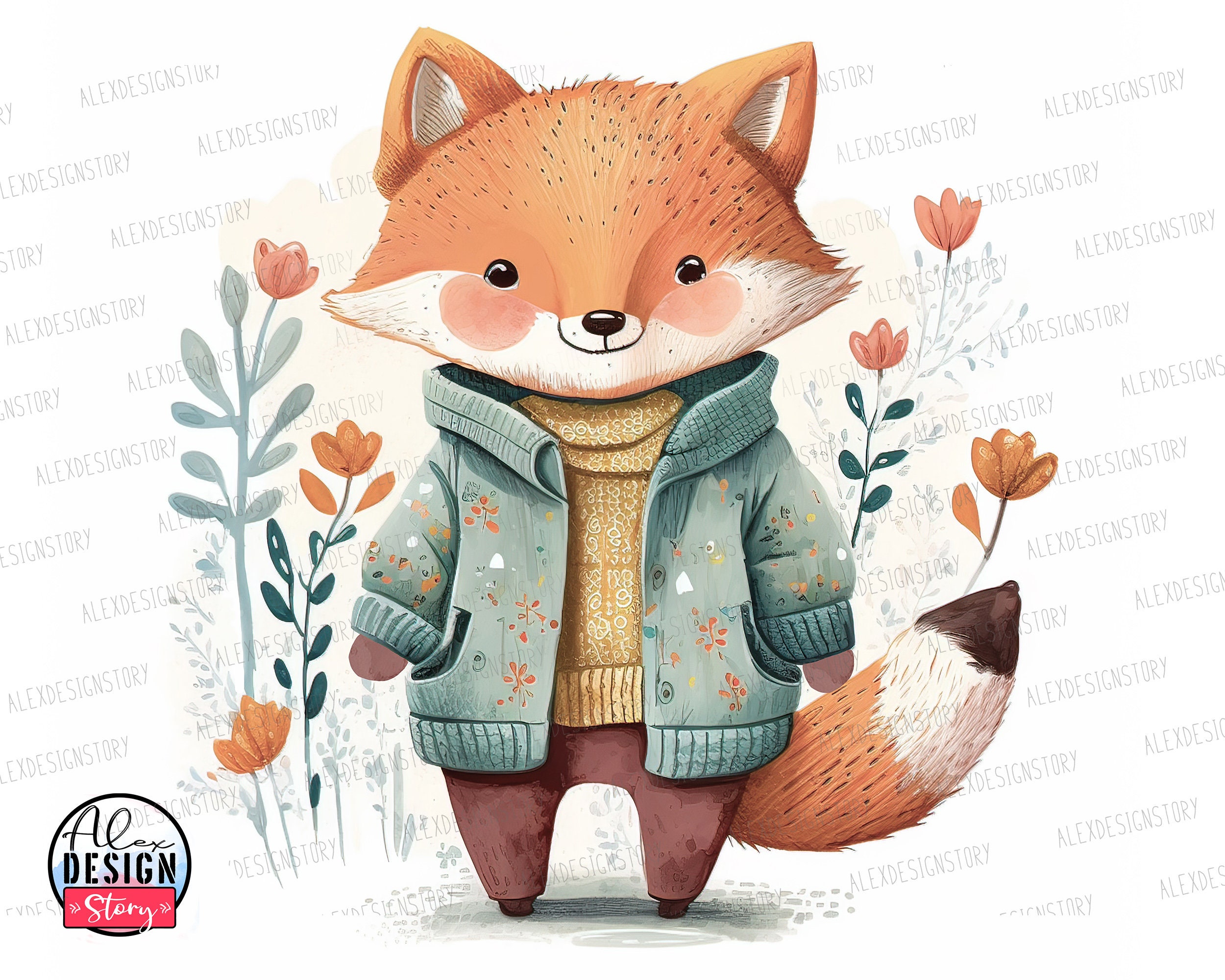 Cute Fox Clipart - Printable Fox Art, Woodland Fox Png, Cute Printable ...