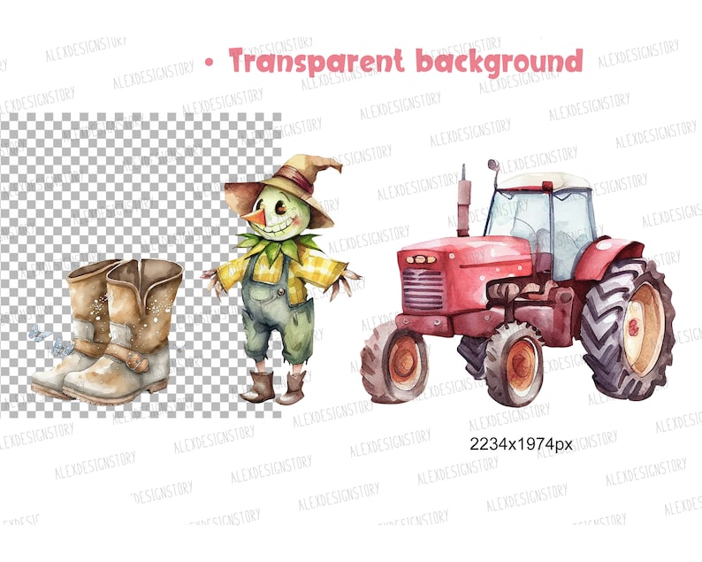 Watercolor Farm Clipart - Farmhouse, Cute Farm Clip Art, Nursery Farm ...