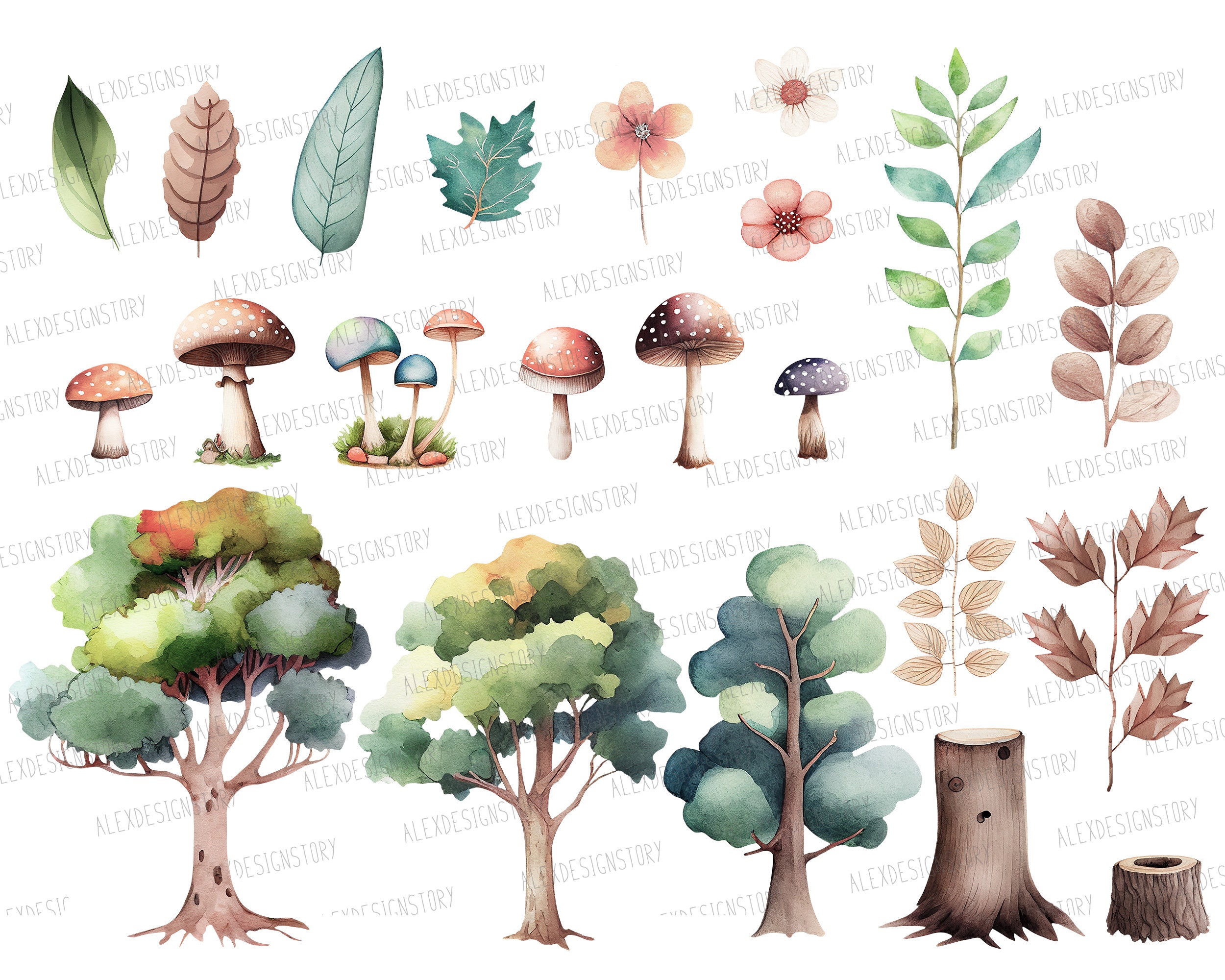 Watercolor Woodland Animals Clipart Cute Forest Animals, Bear, Deer ...