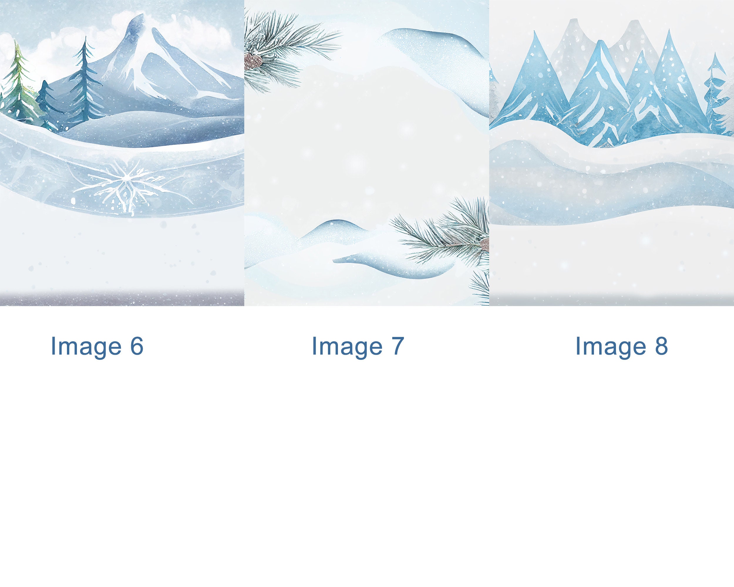 Winter Watercolor Backgrounds - Snowy Landscape Clipart, Card ...