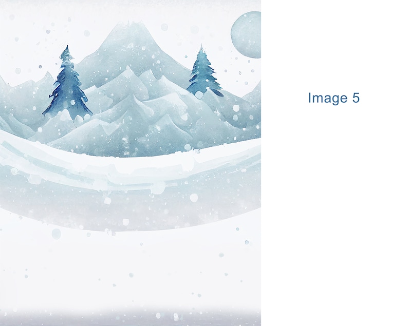 Winter Watercolor Backgrounds - Snowy Landscape Clipart, Card ...