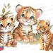 Watercolor Baby Tiger Clipart - Cute Baby Animal, Tiger Cubs, Cute ...